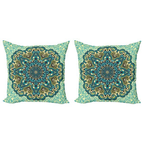 East Urban Home Kissenbezug, Abstrakt Blume, Leuchtende, , Blassgelb Türkis | Wayfair.de